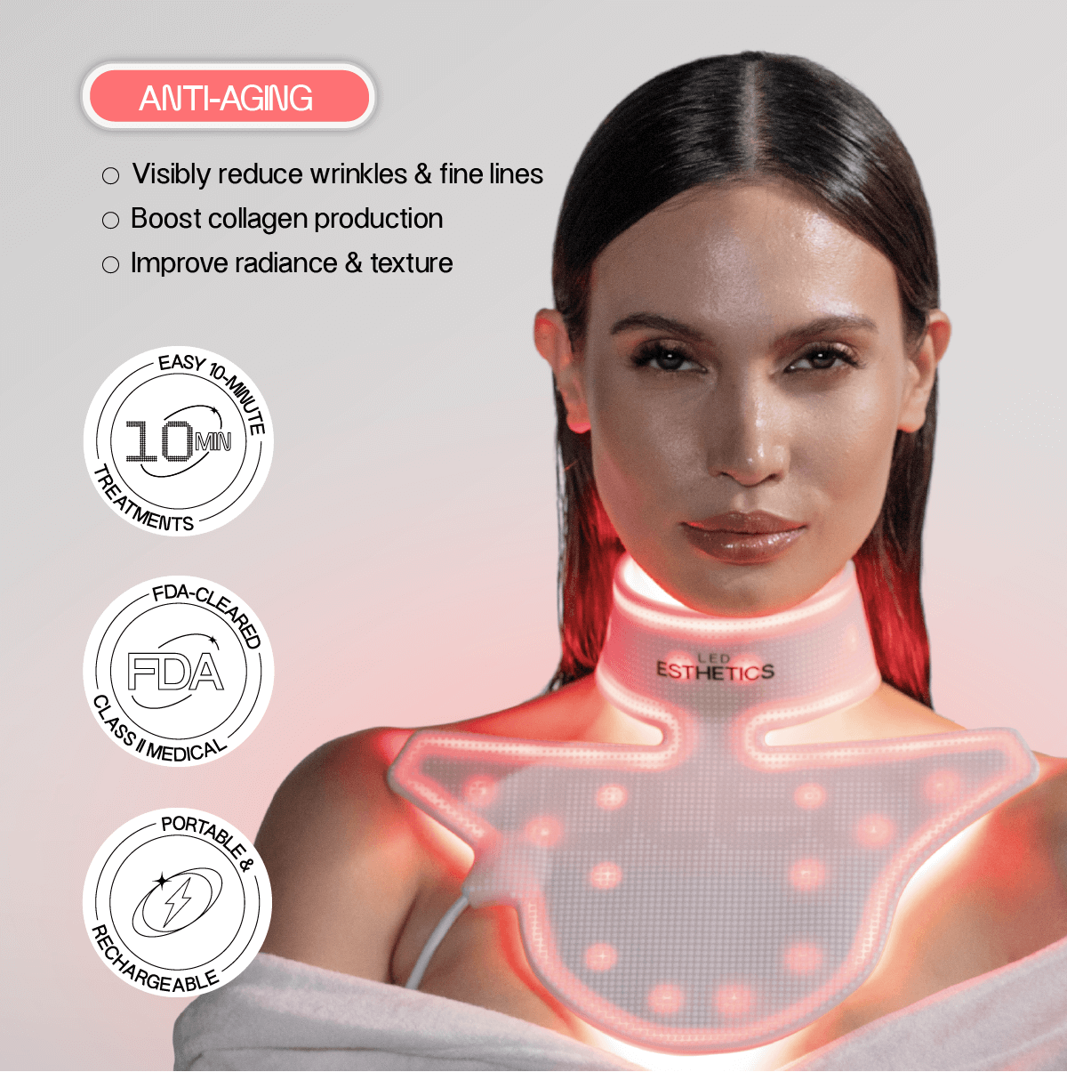 Glotech™ Collar Red Light Therapy for Neck & Chest | LED Esthetics